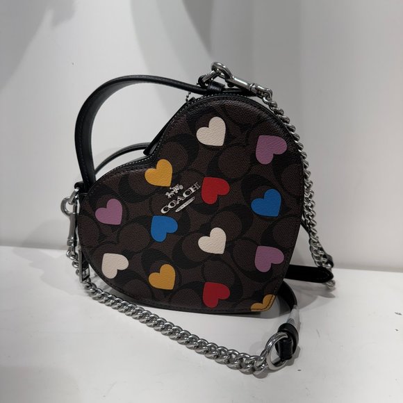 Coach | Bags | Coach Heart Crossbody In Signature Canvas With Heart ...